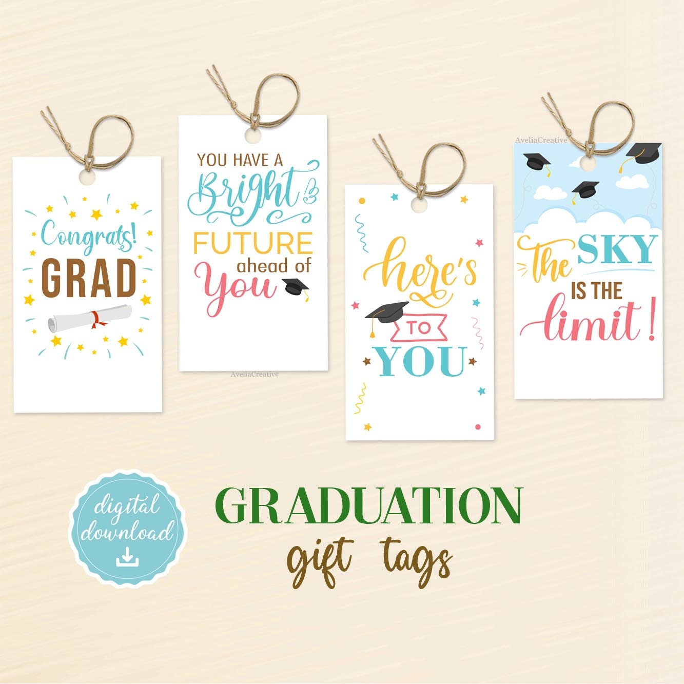 Graduation Printable Gift Tags, Instant Download, Student Gift Tags ...
