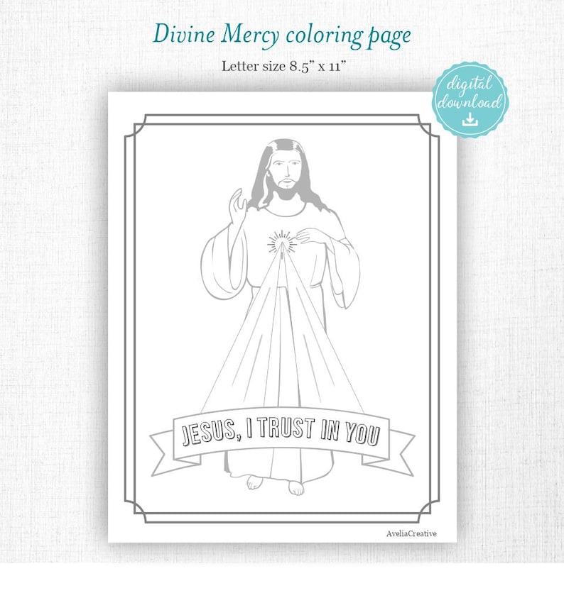 Divine Mercy Chaplet Coloring Page, Instant Download, the Chaplet of ...