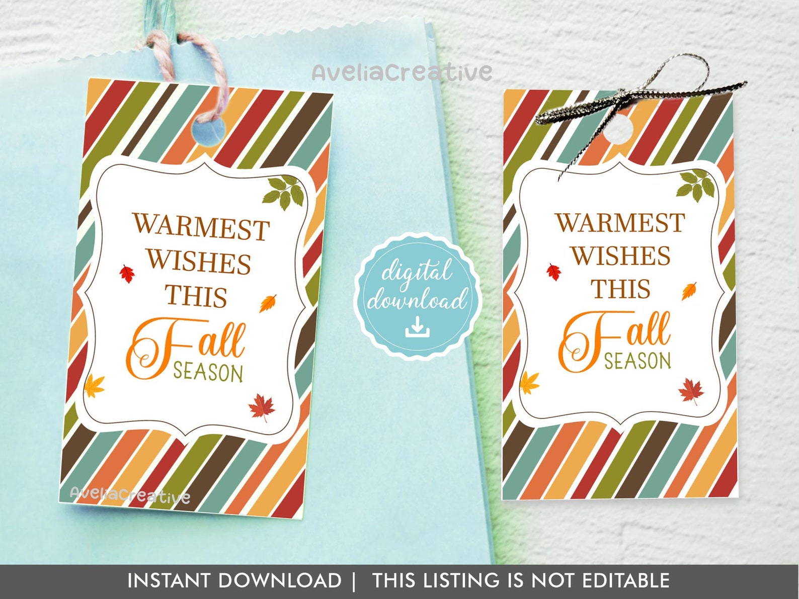 Printable Fall Gift Tags Instant Download Hello Fall Autumn - Etsy