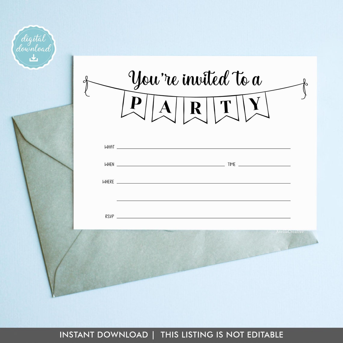 Party Blank Invitation, Instant Download, Fill-in Invitation, Youre ...