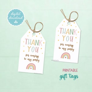Thank You Party Tags, Instant Download, Thank You for Coming to My ...