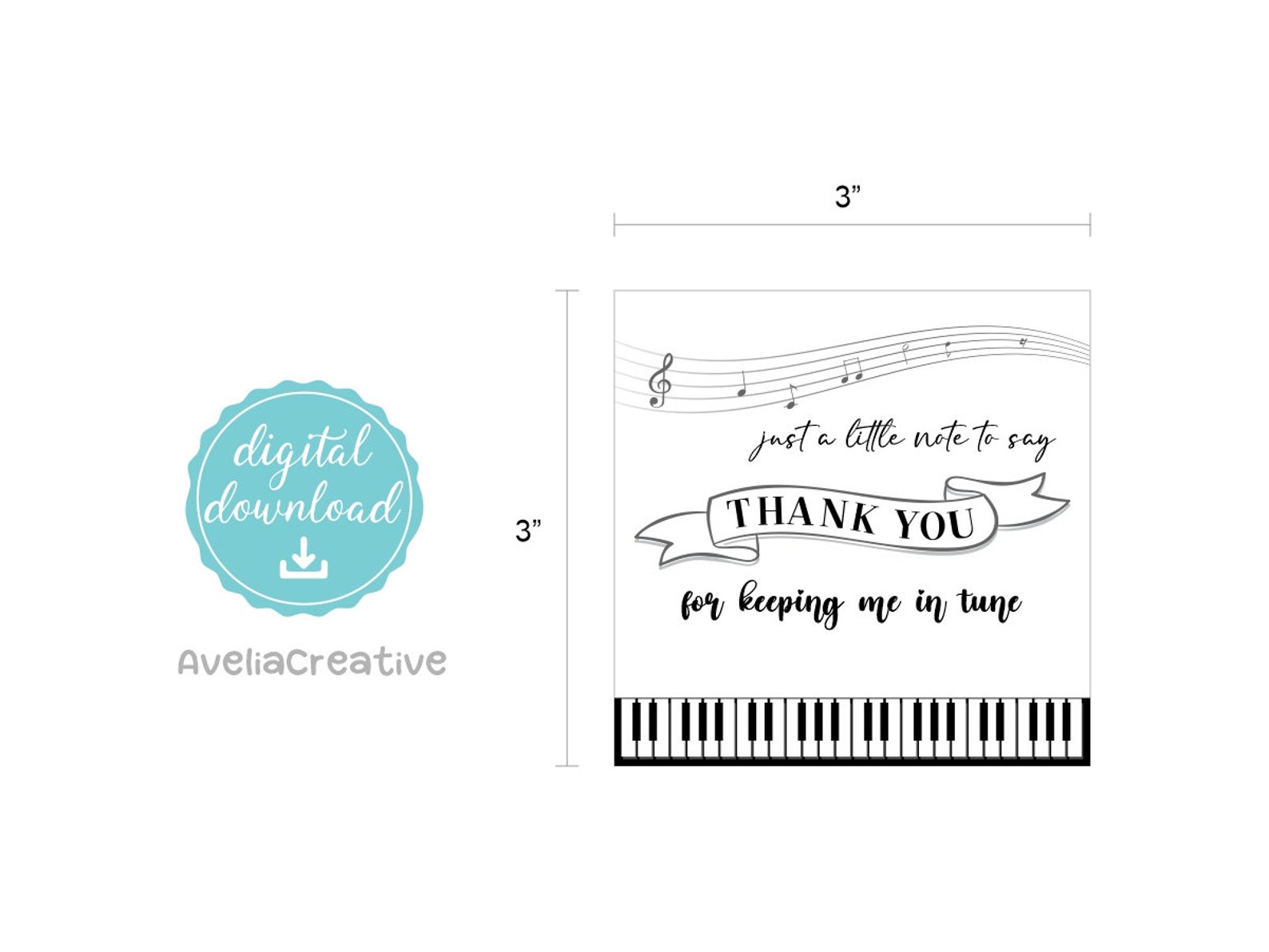 Music Teacher Gift Tags, Instant Download, Printable Piano Teacher Tags ...