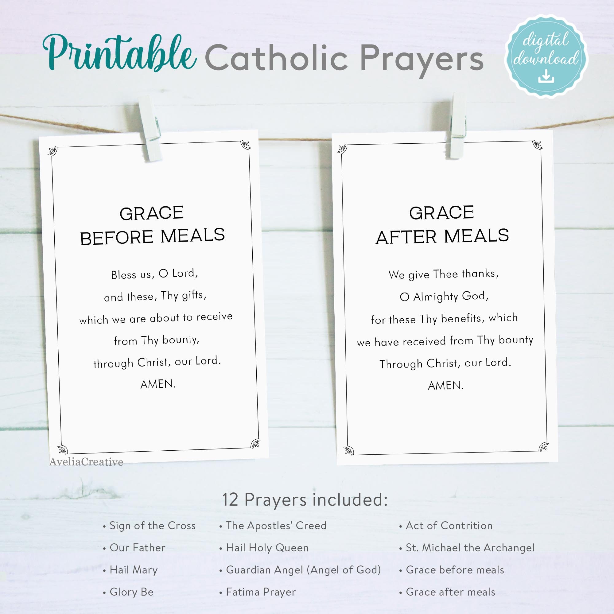 Catholic Prayers Card Bundle, Instant Download, Printable Catholic ...