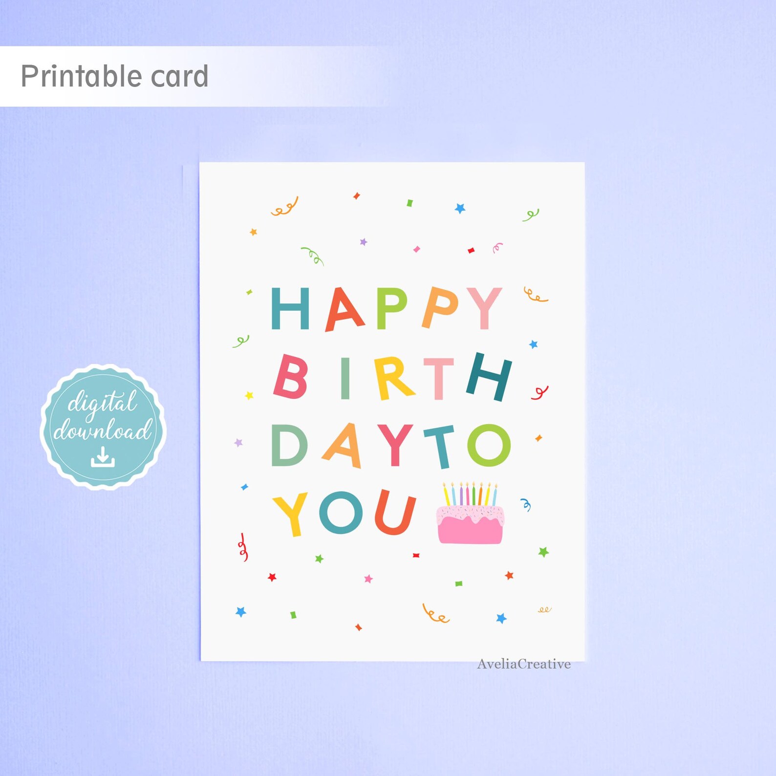Happy Birthday to You Printable Card Instant Download Happy - Etsy
