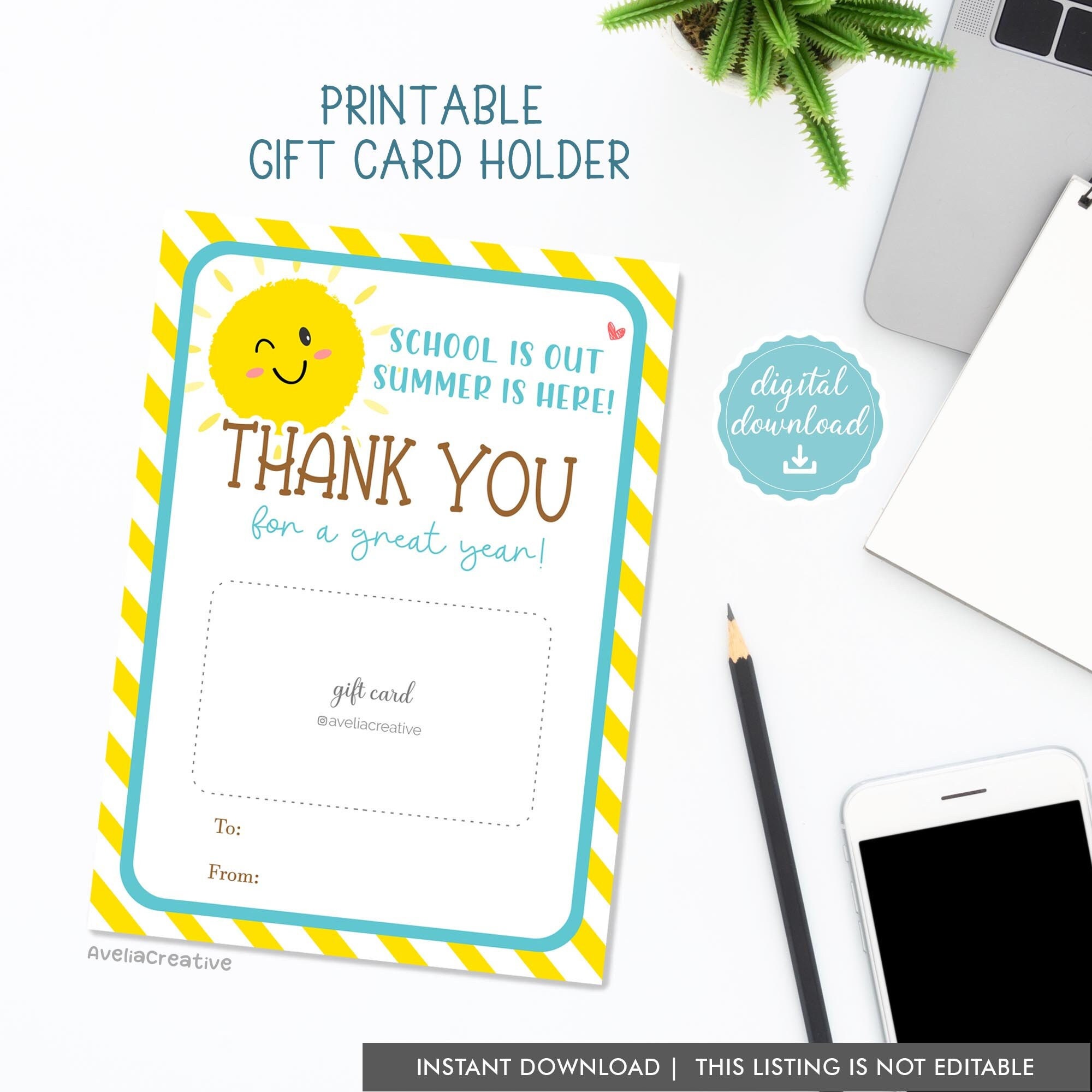 Printable Gift Card Holder Instant Download End of the - Etsy Canada