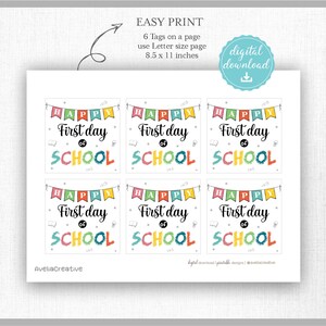 Happy First Day of School Tags, Instant Download, Printable Tags Back ...