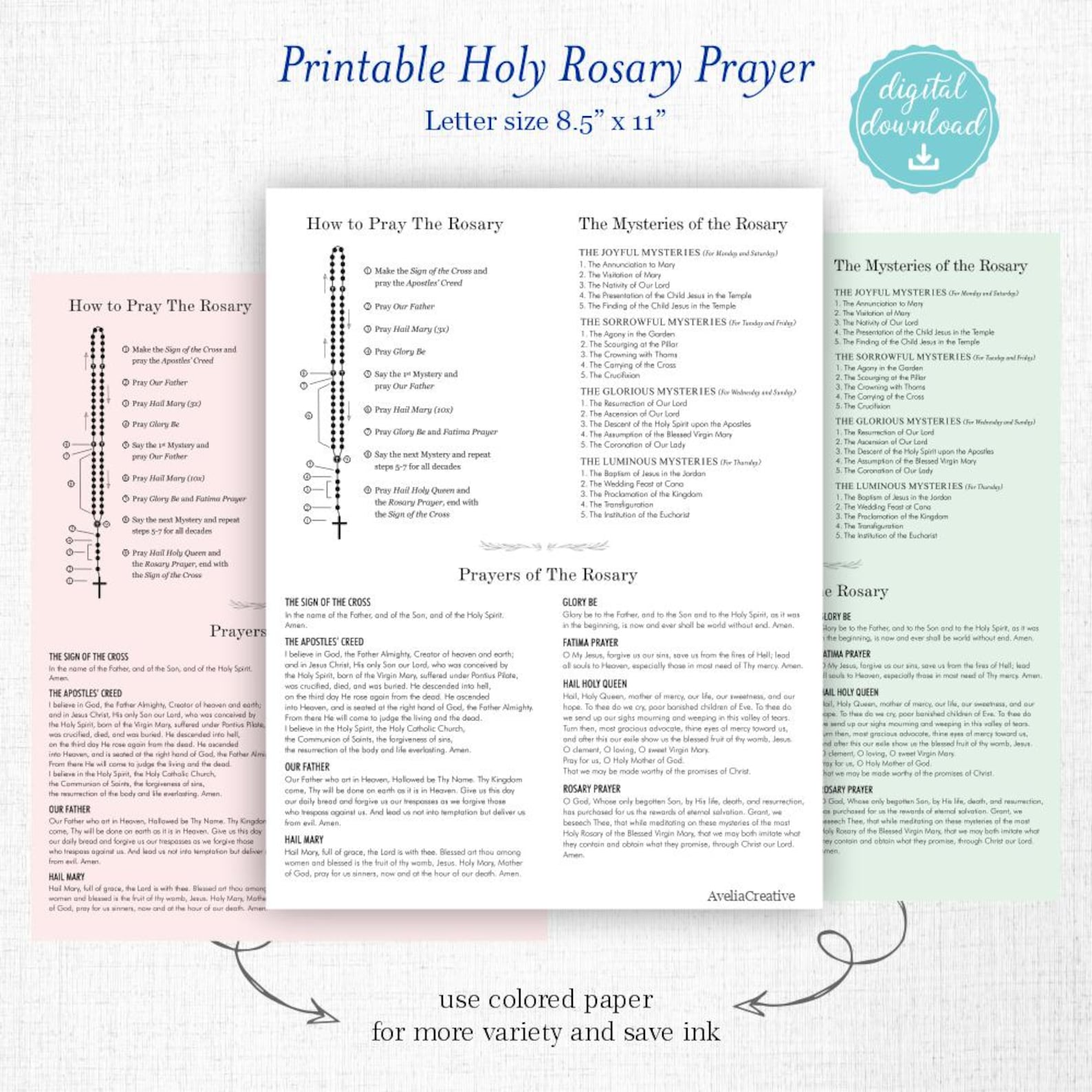 How to Pray the Rosary, Instant Download, Rosary Printable Pdf ...