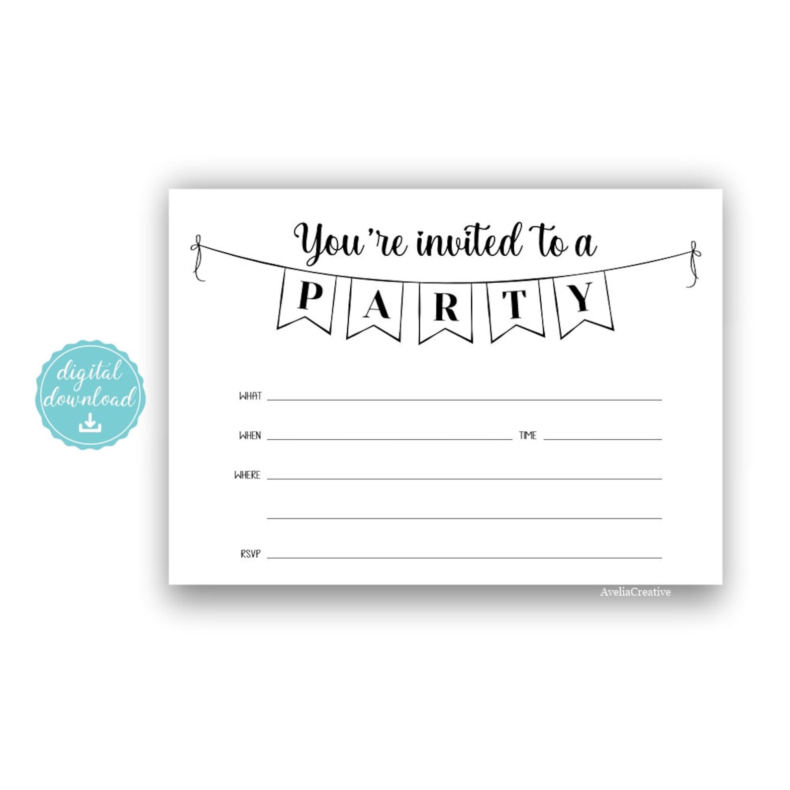 Party Blank Invitation, Instant Download, Fill-in Invitation, Youre ...