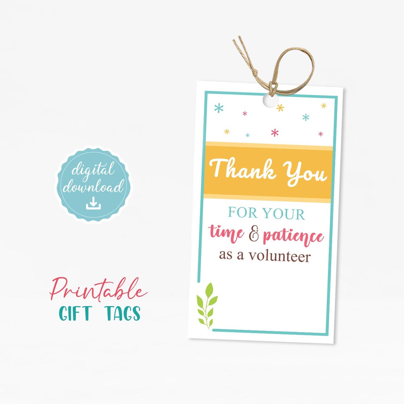 Printable Gift Tag for Volunteer Instant Download Thank You - Etsy