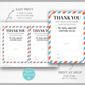Staff Appreciation Printable Gift Card Holder, Instant Download, Thank ...