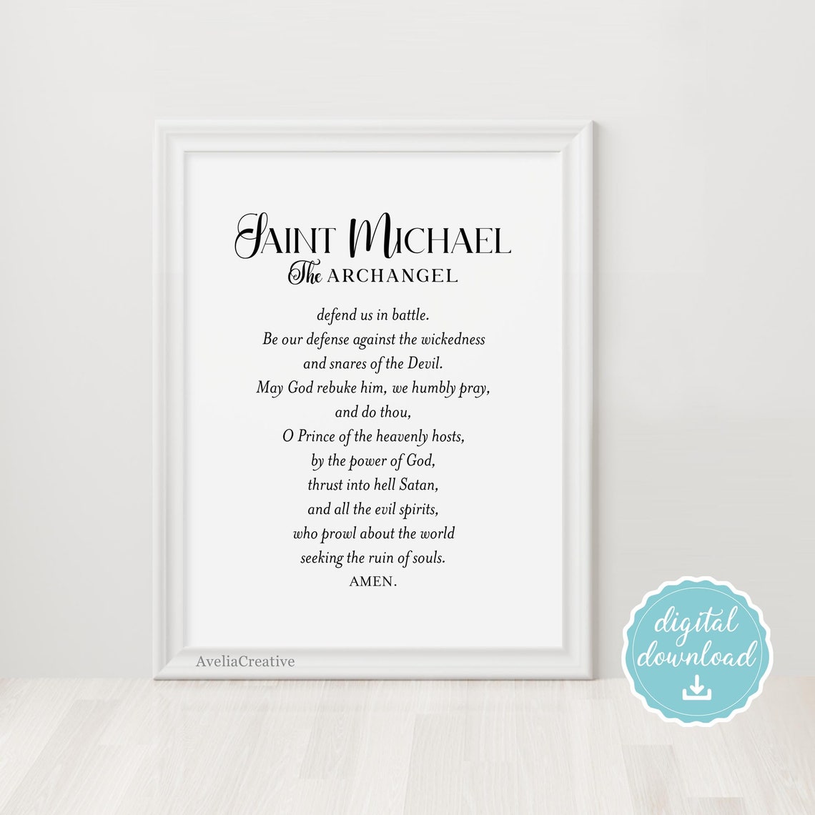 St. Michael Prayer Wall Art, Instant Download, Catholic Printable ...