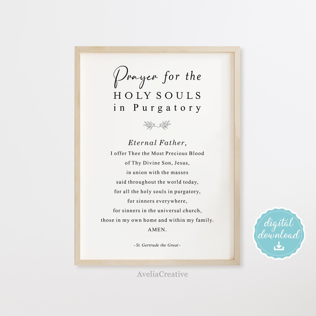 Prayer for Holy Souls in Purgatory Printable Wall Art, Instant Download ...