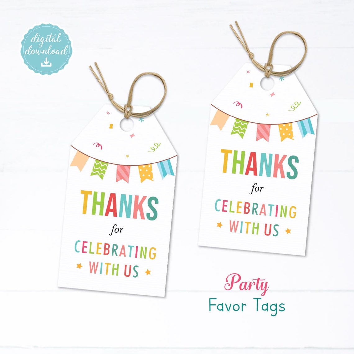 Thanks for Celebrating With Us Gift Tag, Instant Download, Printable ...