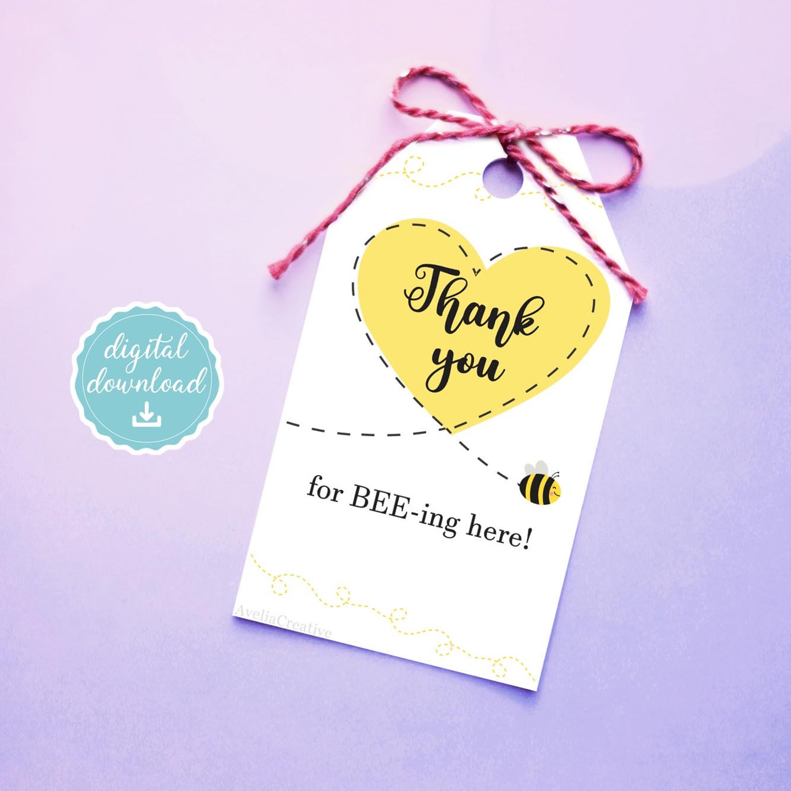 Thank You for Bee-ing Here, Party Gift Tag, Instant Download, Thanks ...