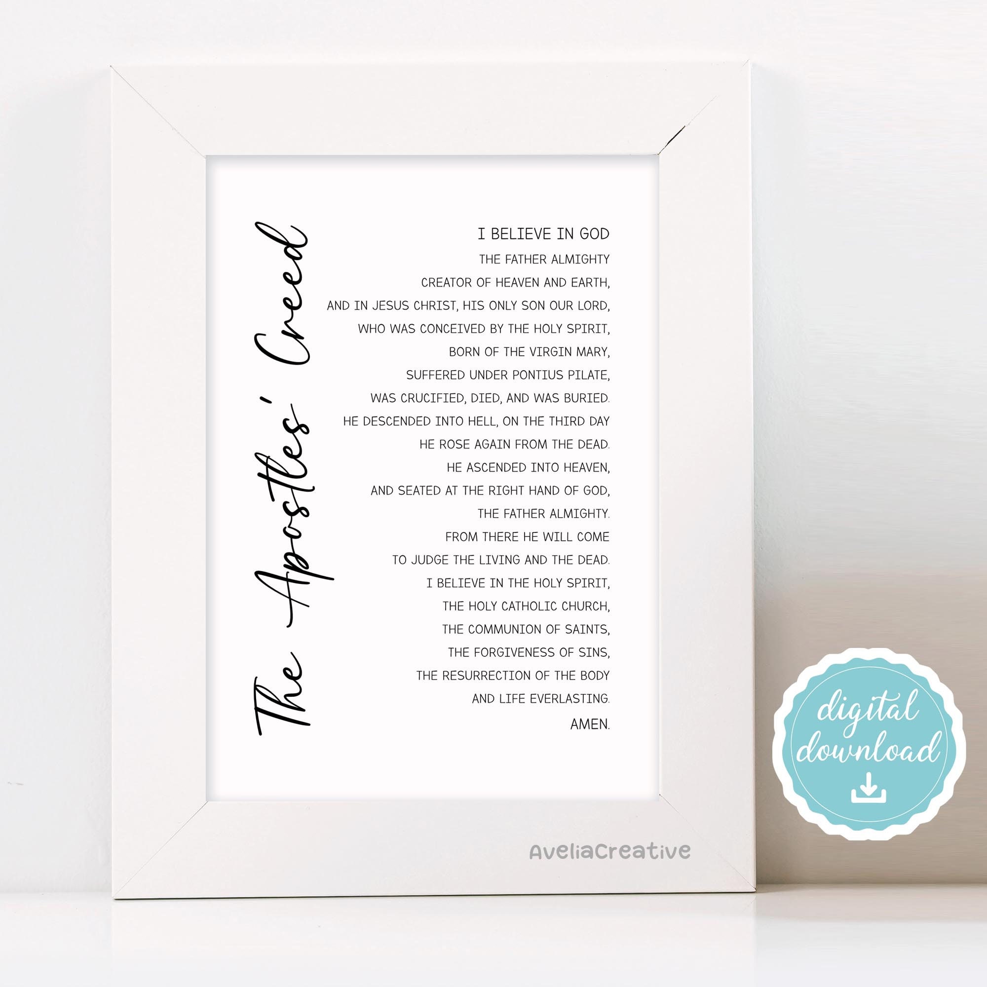 The Apostles Creed Printable Instant Download Catholic - Etsy UK