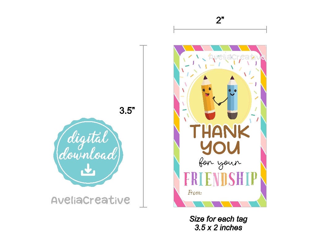 Classmates Tags Thank You for Your Friendship Instant - Etsy Canada