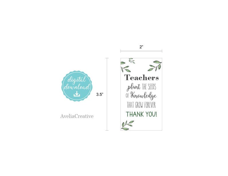 Teacher Appreciation Printable Gift Tags, Instant Download, Teacher ...