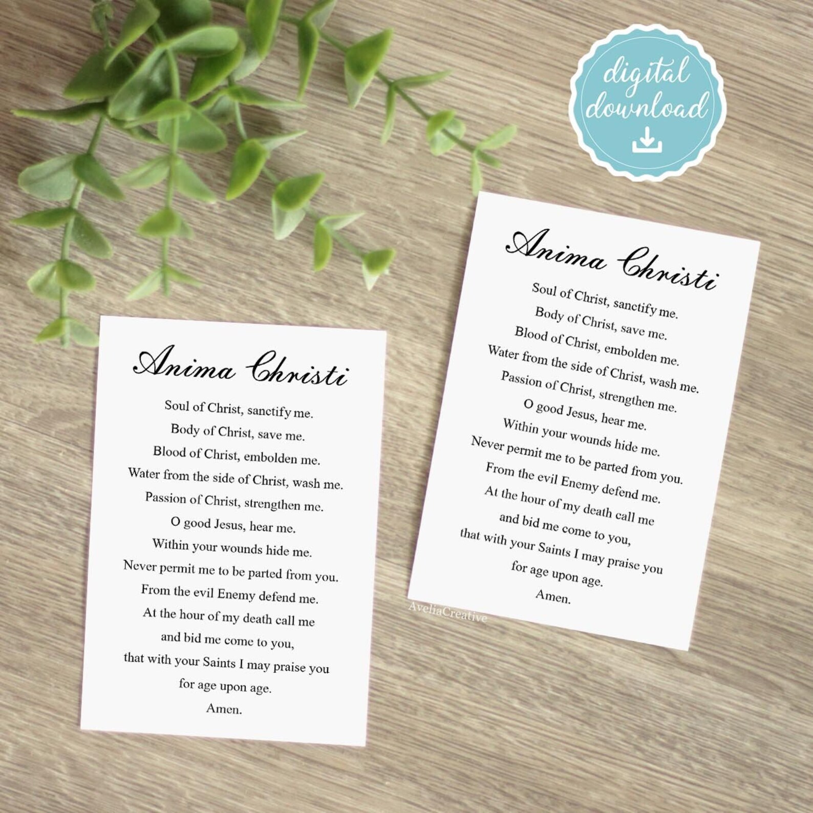 Anima Christi Printable Prayer Card, Instant Download, Catholic Prayer ...