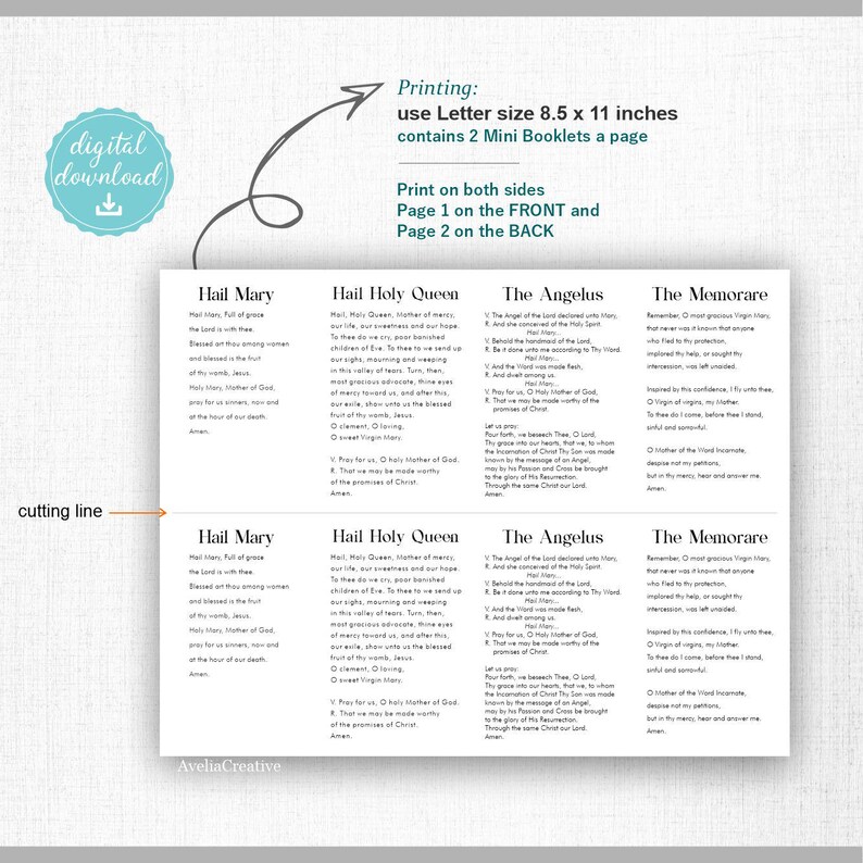 Mini Booklet Marian Prayers, Instant Download, Printable Catholic ...