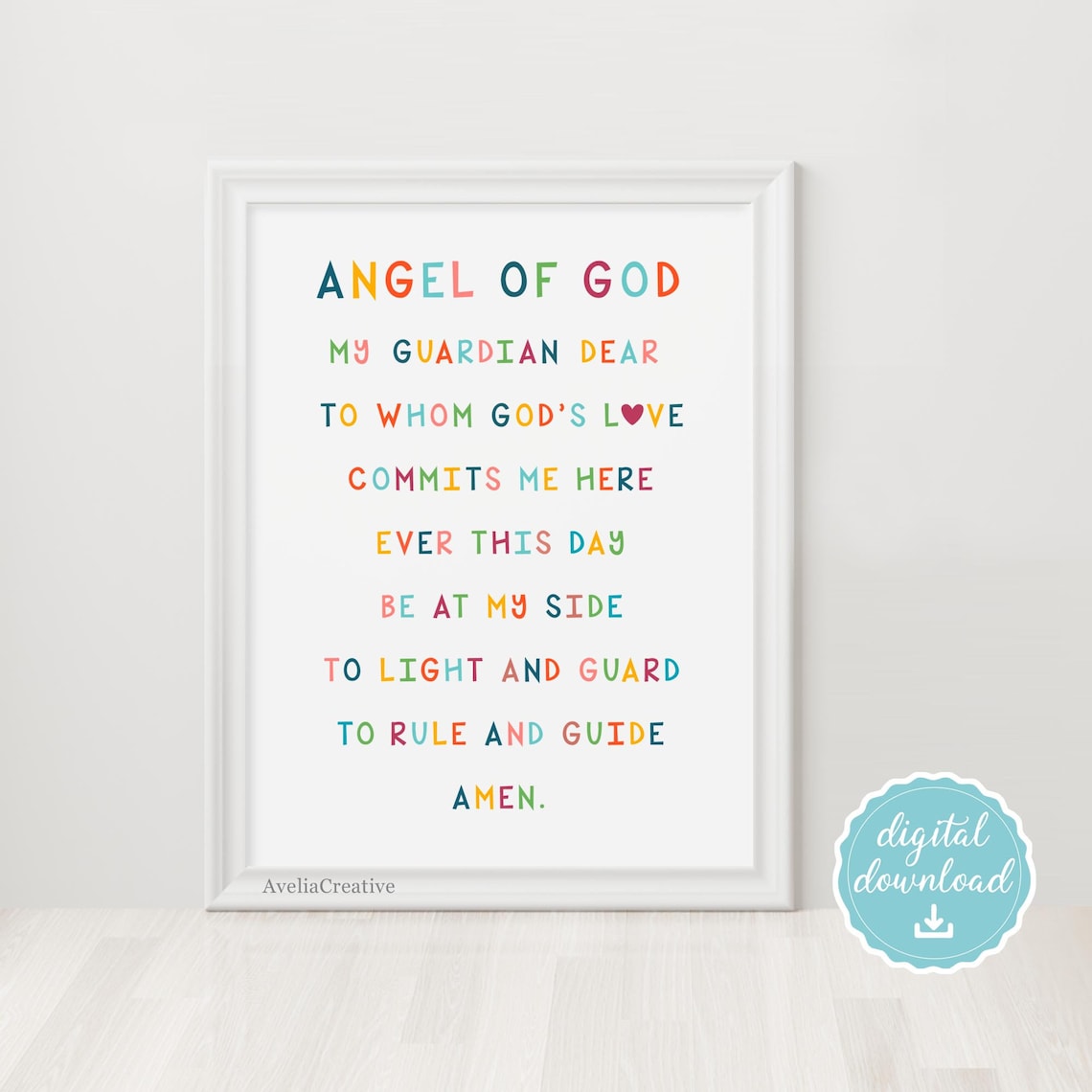Angel of God Prayer Wall Art, Instant Download, Prayer to Guardian ...