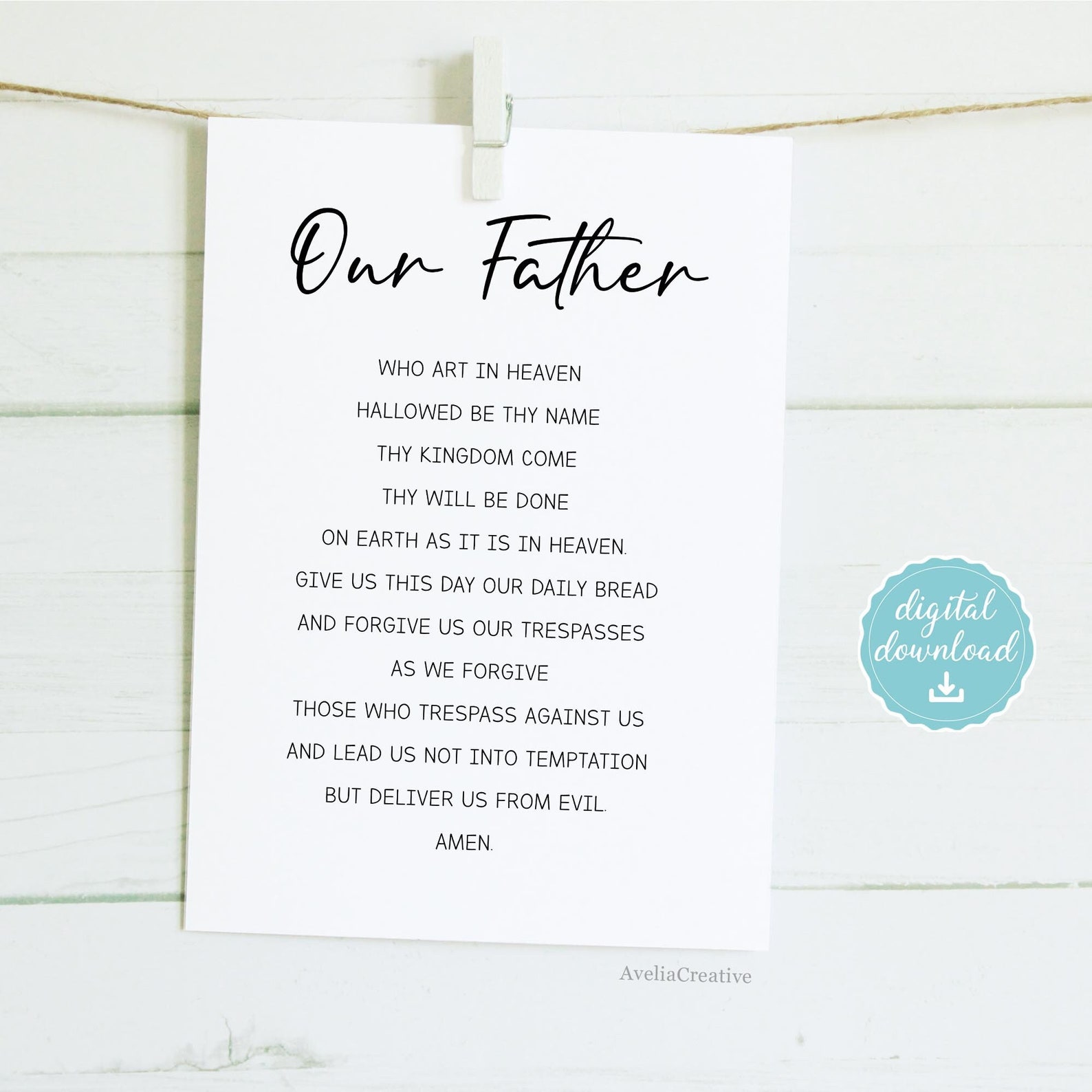 Our Father Prayer Printable Wall Art, Instant Download, the Lord's ...