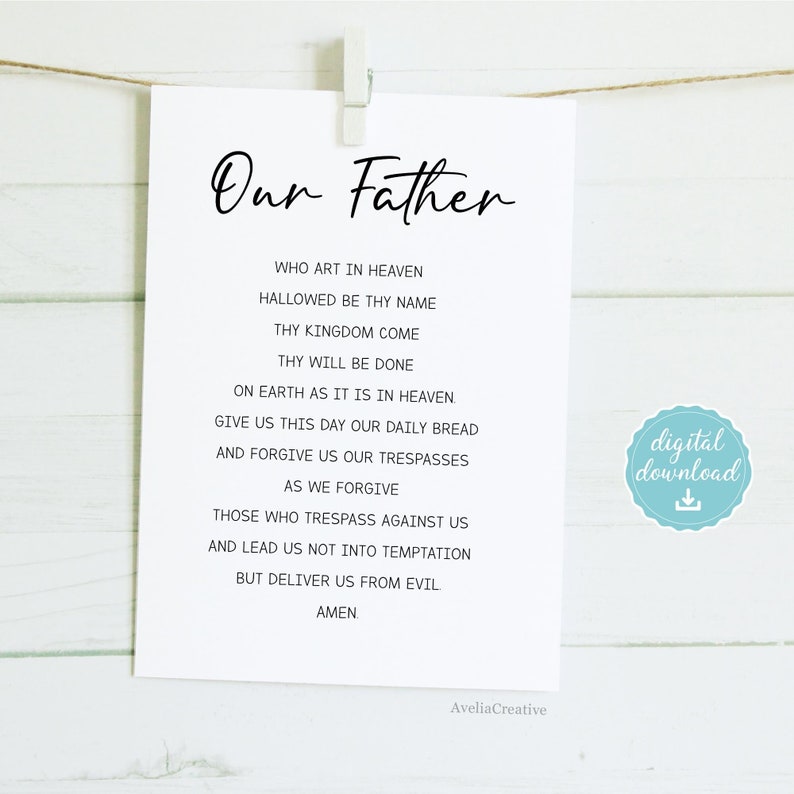 Our Father Prayer Printable Wall Art, Instant Download, the Lord's ...