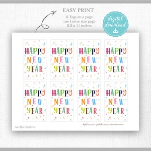 Happy New Year Gift Tags, Instant Download, Printable New Year Tags ...