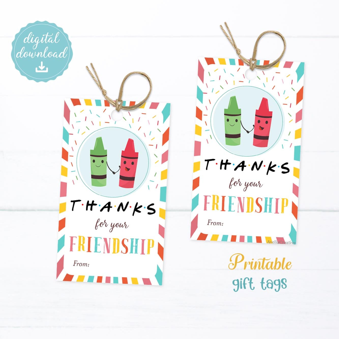 Classmates Tags, Thanks for Your Friendship, Instant Download ...