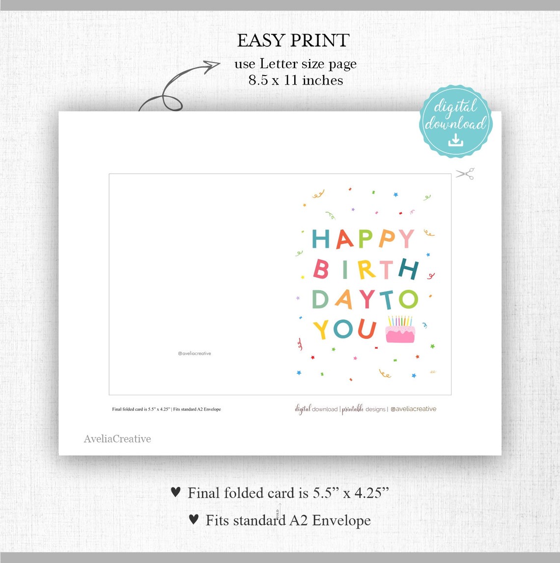 Happy Birthday to You Printable Card Instant Download Happy - Etsy