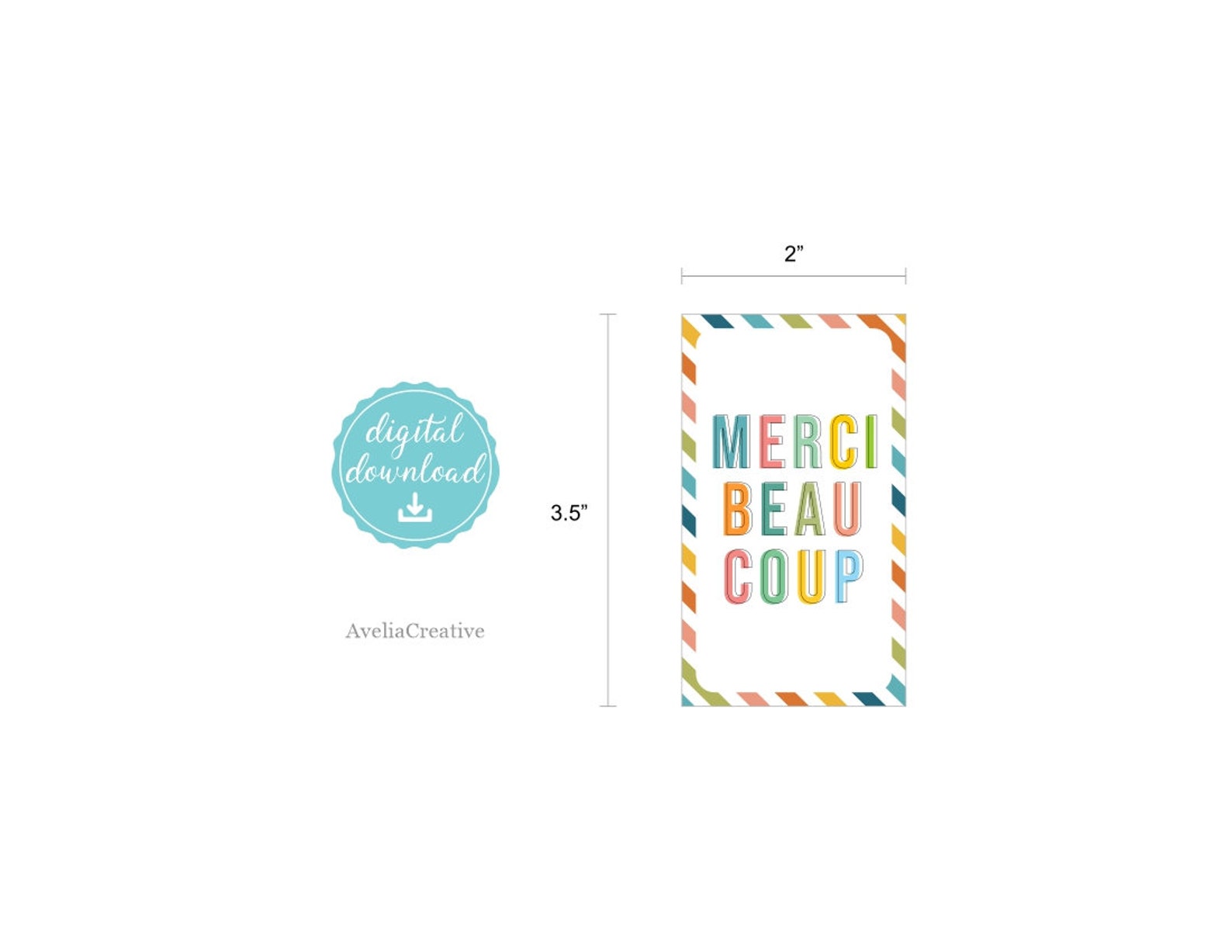 Merci Beaucoup Thank You Tag, Instant Download, Printable Thank You ...