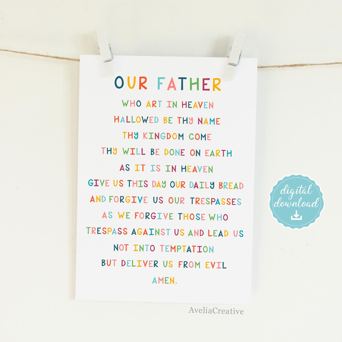 Our Father Prayer Wall Art, Instant Download, the Lords Prayer Our ...