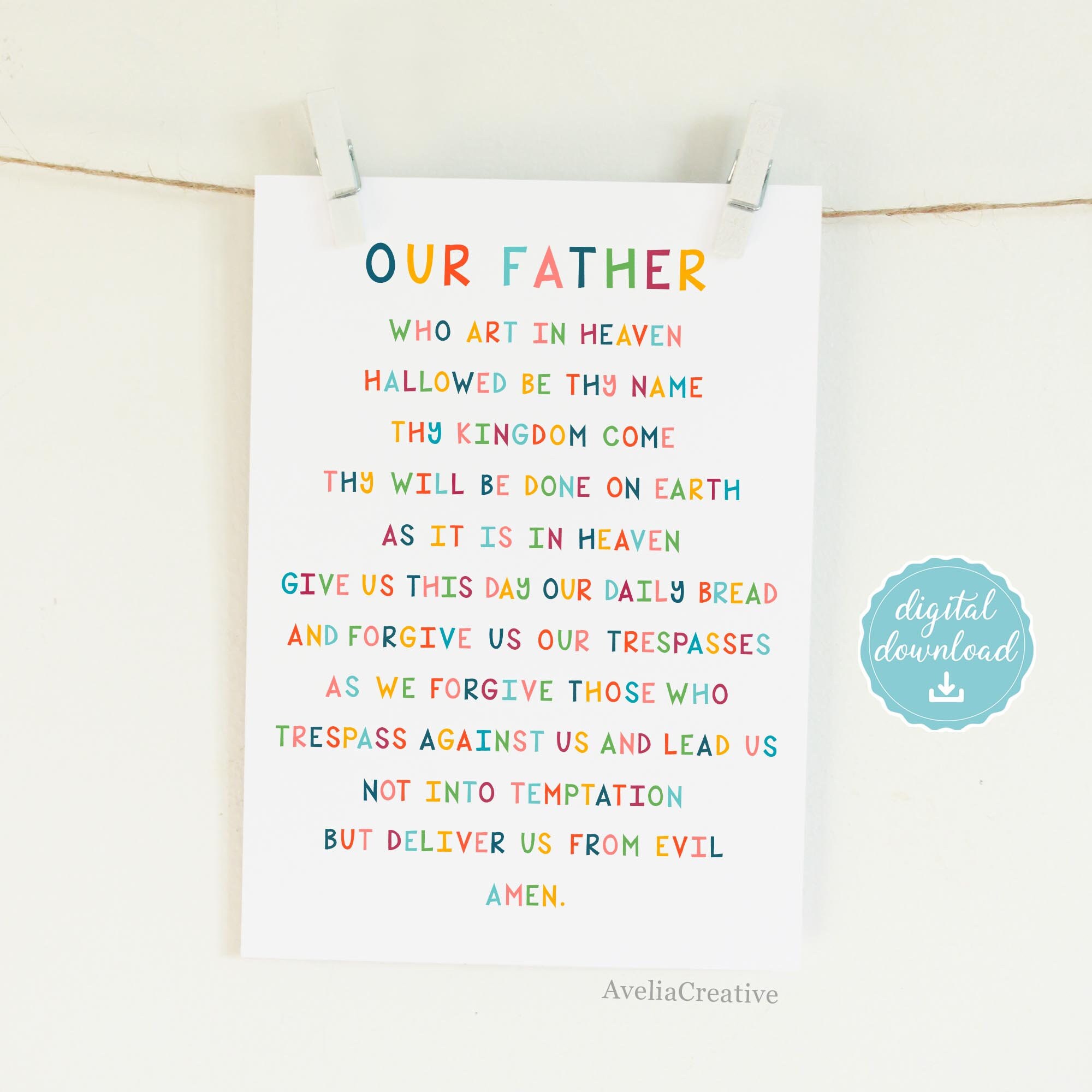 Our Father Prayer Wall Art, Instant Download, the Lords Prayer Our ...