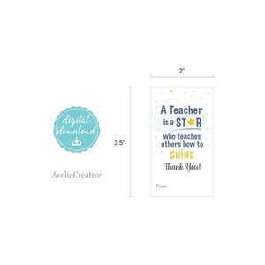 Teacher Appreciation Gift Tag, Instant Download, Teacher is A Star Who ...