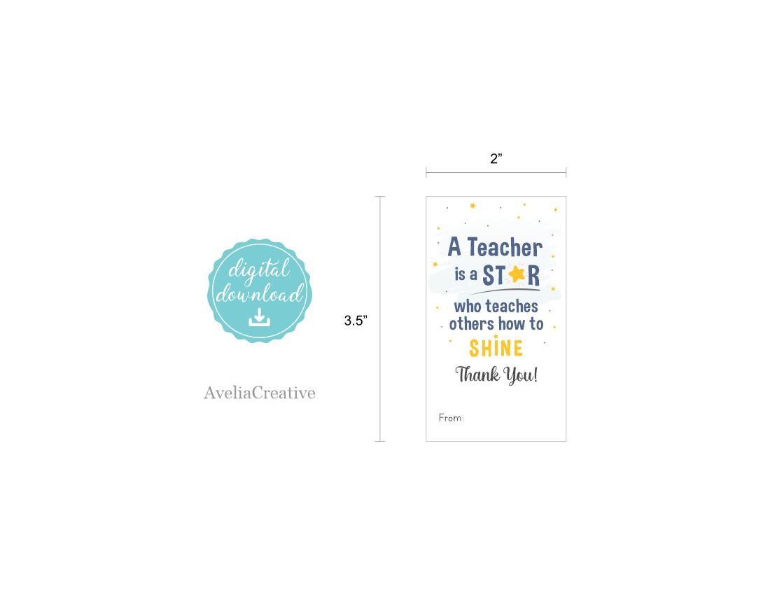 Teacher Appreciation Gift Tag, Instant Download, Teacher is A Star Who ...