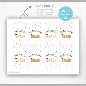 Graduation Gift Tags, Instant Download, Congrats Grad Printable Favor ...