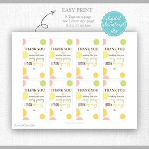 Thank You Gift Tags, Thank You for Making This Year Easy Peasy Lemon ...