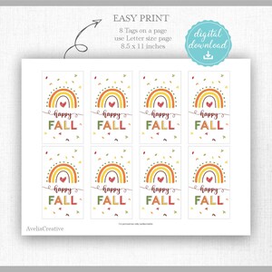 Printable Fall Gift Tags, Instant Download, Happy Fall Gift Tags, Hello ...
