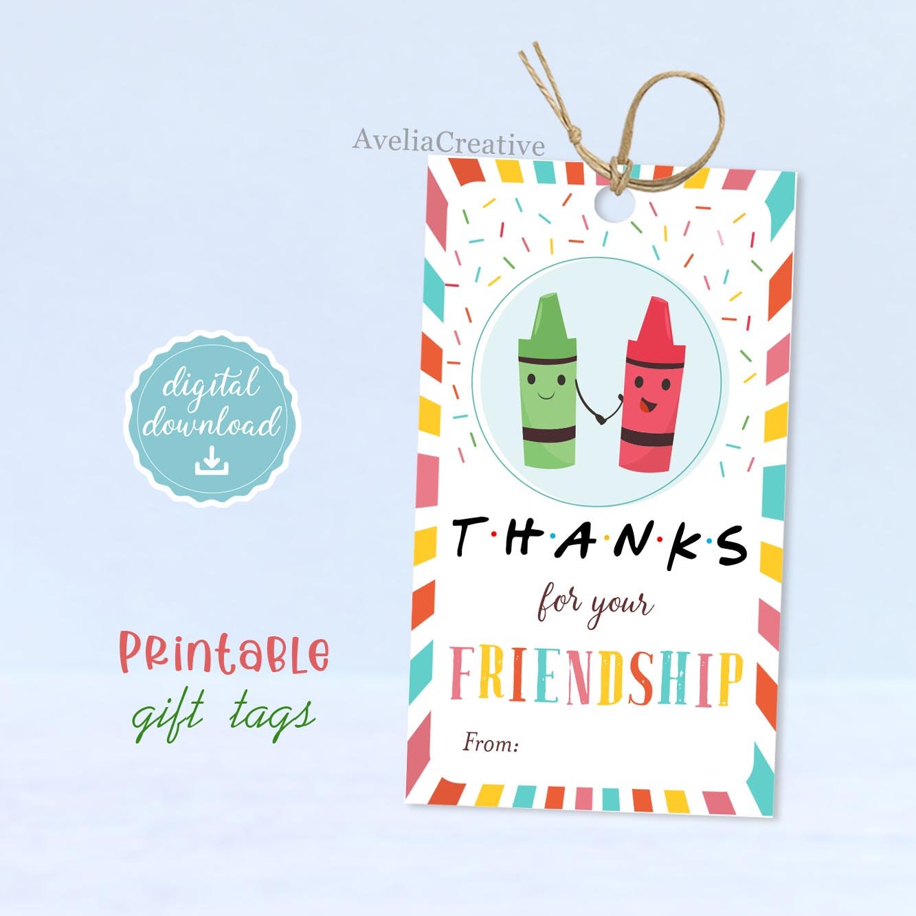 Classmates Tags, Thanks for Your Friendship, Instant Download ...
