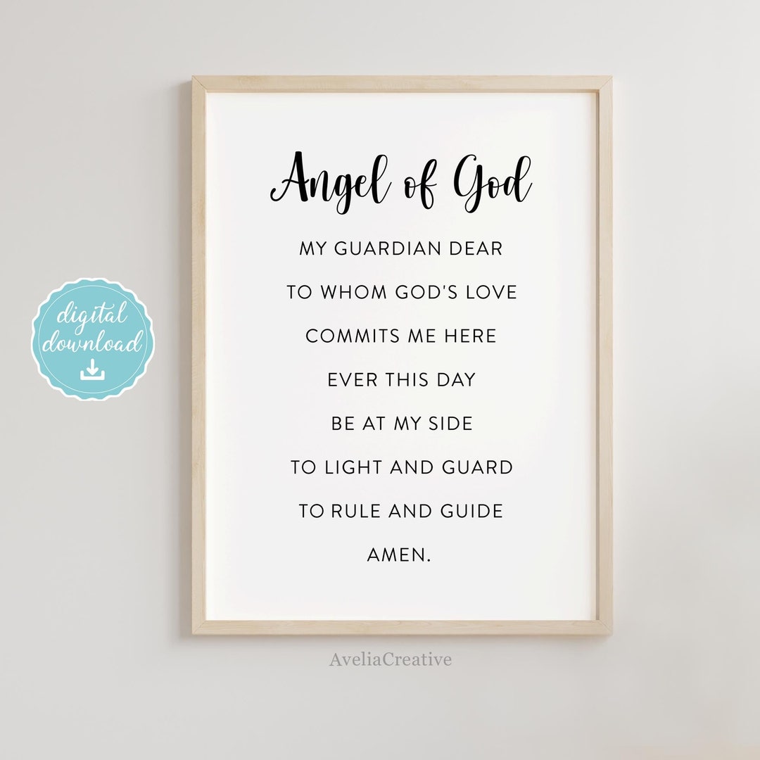 Angel of God Prayer Wall Art, Instant Download, Prayer to Guardian ...