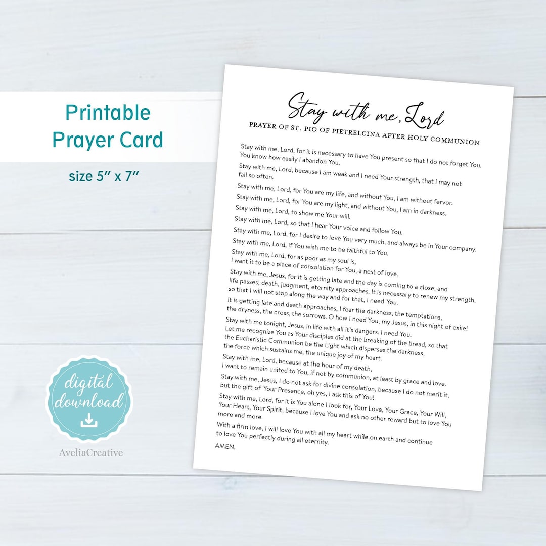 Stay With Me Lord Printable Prayer Card, Instant Download, Prayer Card ...