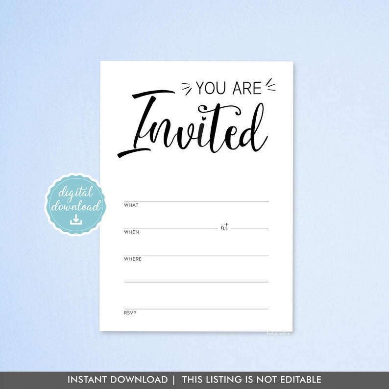 You're Invited Blank Invitation, Instant Download, Fill-in Invite ...
