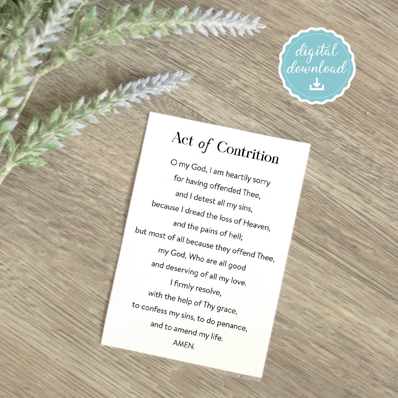 Act of Contrition Printable Prayer Card Instant Download - Etsy Australia
