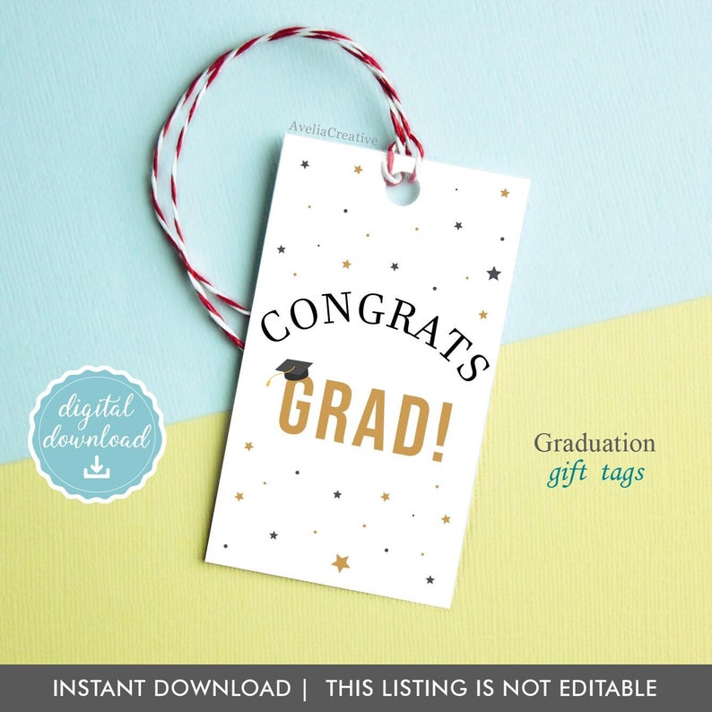 Graduation Gift Tags Instant Download Congrats Grad - Etsy