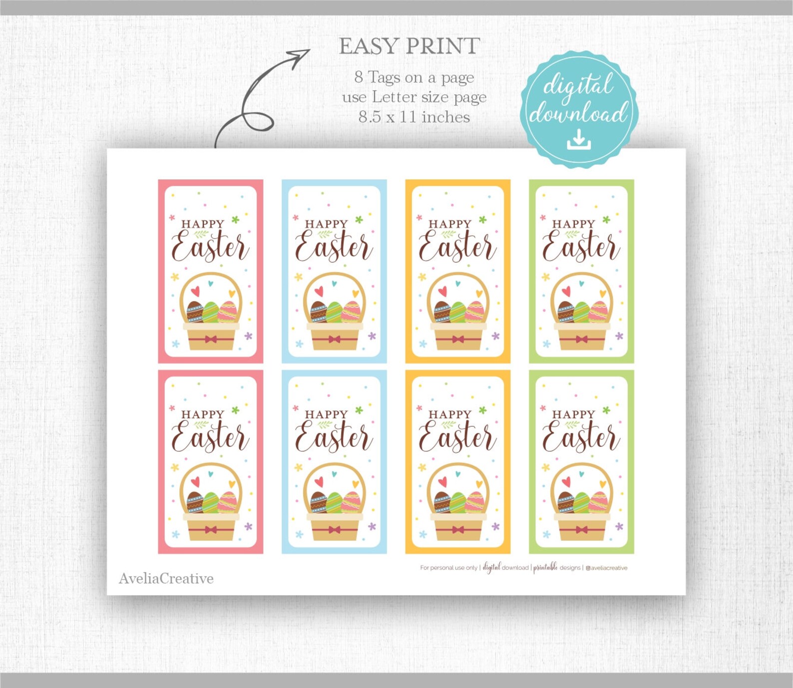 Happy Easter Gift Tags, Instant Download, Printable Tags Happy Easter ...