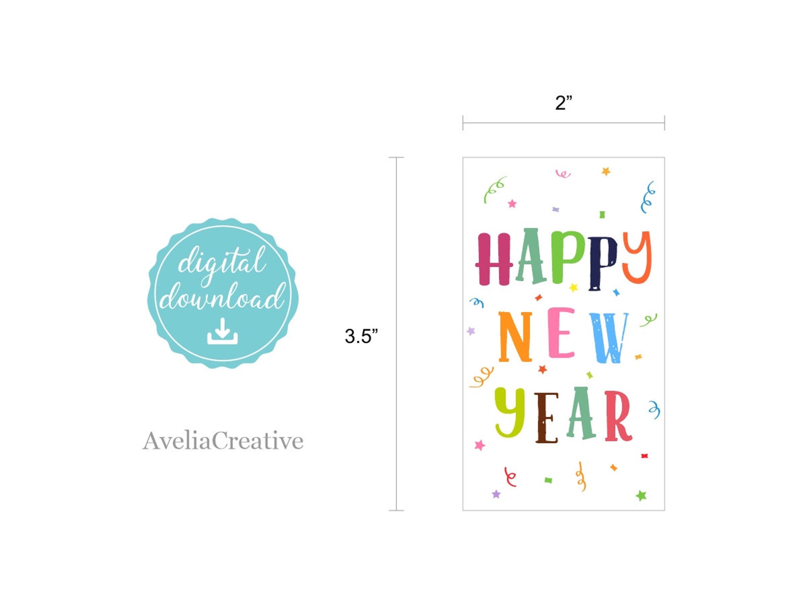 Happy New Year Gift Tags, Instant Download, Printable New Year Tags ...