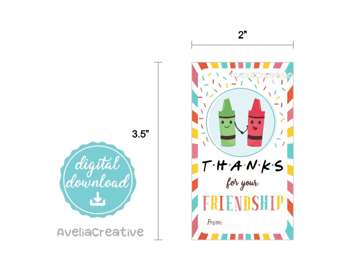 Classmates Tags, Thanks for Your Friendship, Instant Download ...