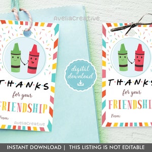 Classmates Tags Thanks for Your Friendship Instant Download - Etsy