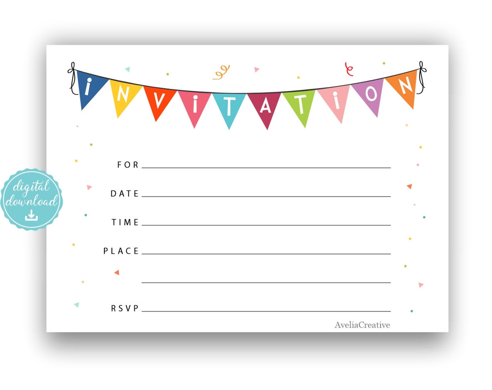 Party Blank Invitation, Instant Download, Fill-in Invite, Printable ...