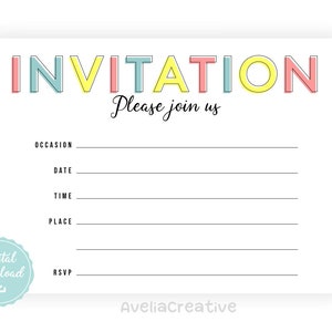 Invitation Please Join Us Blank Invitation, Instant Download, Fill-in ...