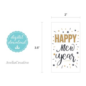 Printable New Year Gift Tags, Instant Download, Happy New Year Party ...